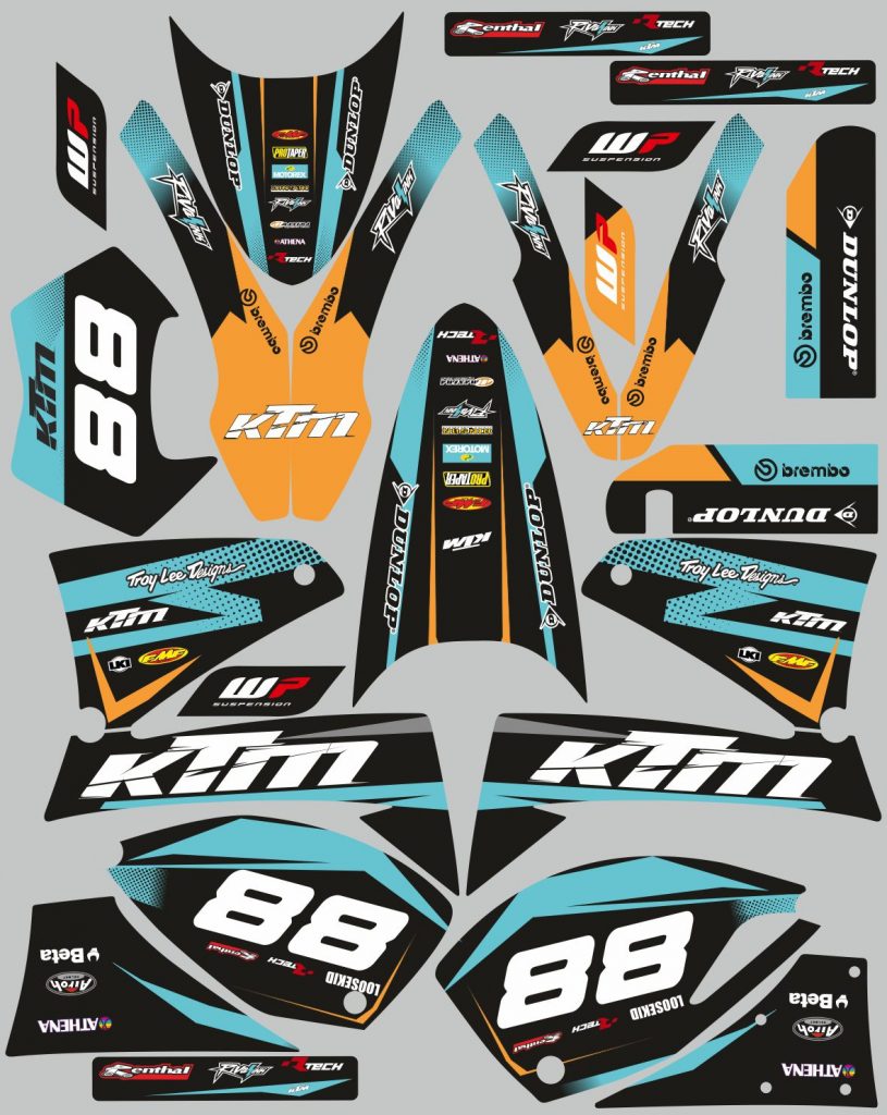 KTM 640 LC4 deco kit - Black / Orange - Moto Deco Kit Shop