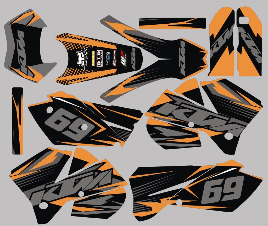 Graphic kit KTM EXC / EXC-F (2004-2007) - Orange Line | Kitdeco-moto.fr