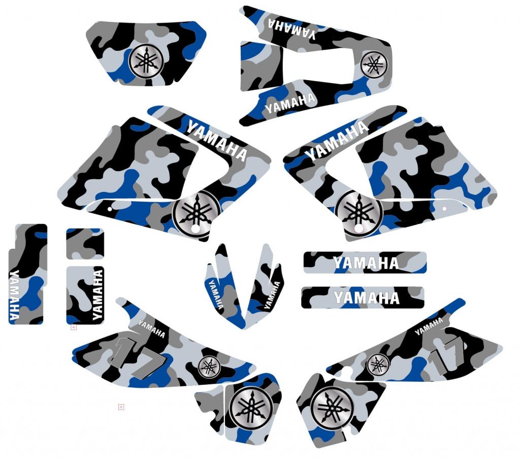 Yamaha DT 125 Graphic Kit - Blue Camouflage | Kitdeco-moto.fr