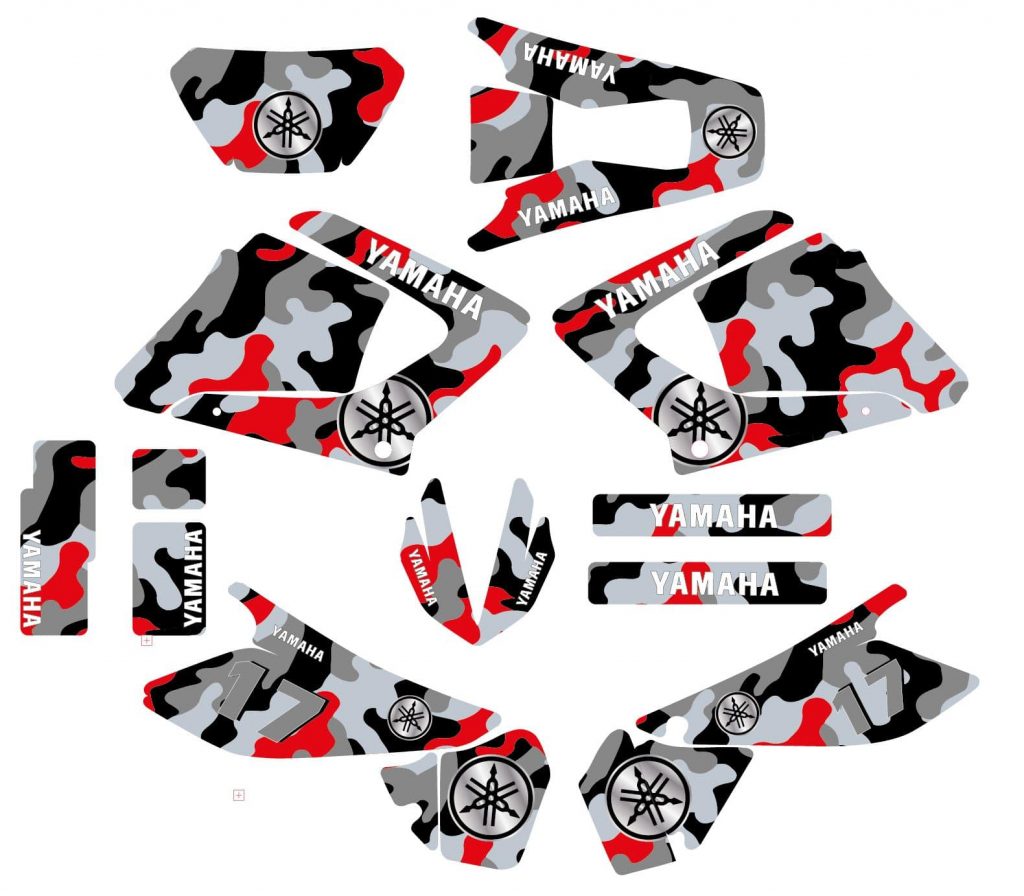 Yamaha DT 125 Graphic Kit - Red Camouflage | Kitdeco-moto.fr