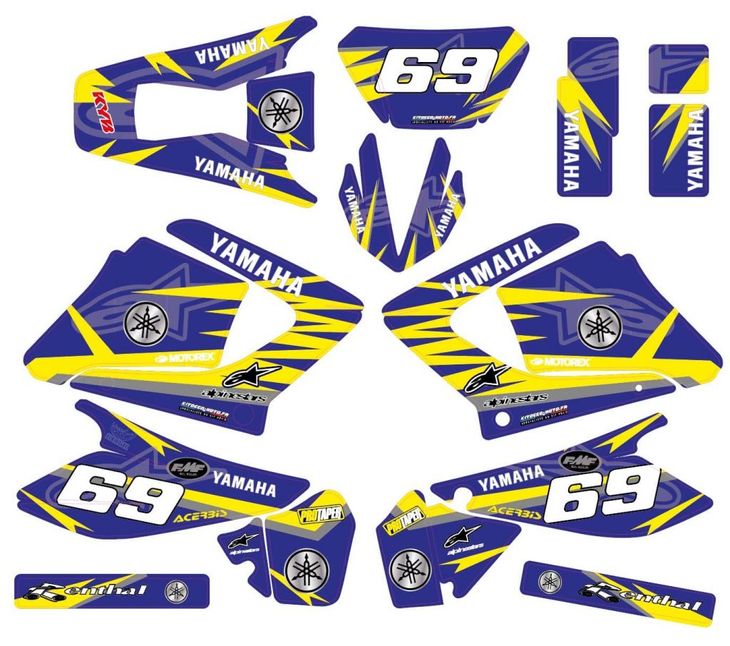 Graphic kit Yamaha DT 125 - Alpinestars Blue / Yellow | Kitdeco-moto.fr