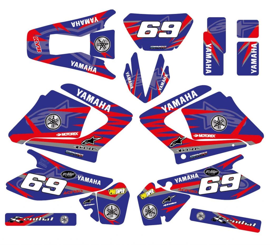 Yamaha DT 125 Graphic Kit - Alpinestars Blue / Red - Motorcycle Graphic ...
