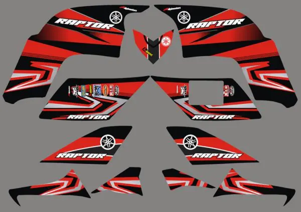 Yamaha 90 Raptor Graphic Kit - Factory Red | Kitdeco-moto.fr