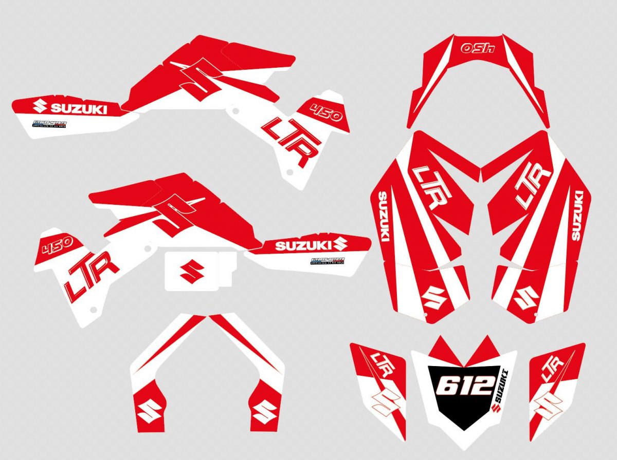 Kit déco Suzuki LTR 450 - Factory Red | Kitdeco-moto.fr