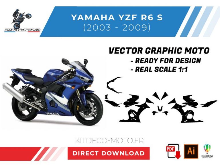 Template Yamaha YZF R6 S (2003-2009) Vector - Motorcycle Graphic Kit Shop