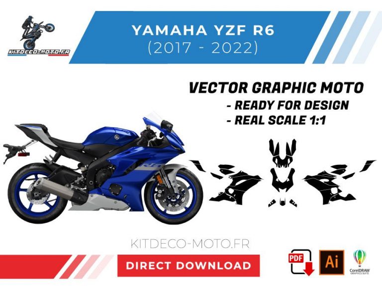 Template Yamaha YZF R6 (2017-2022) Vector - Motorcycle Graphic Kit Shop
