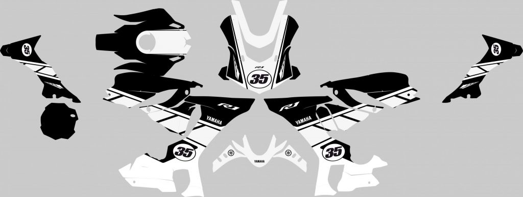 Graphic kit Yamaha R1 - Anniversary White | Kitdeco-moto.fr