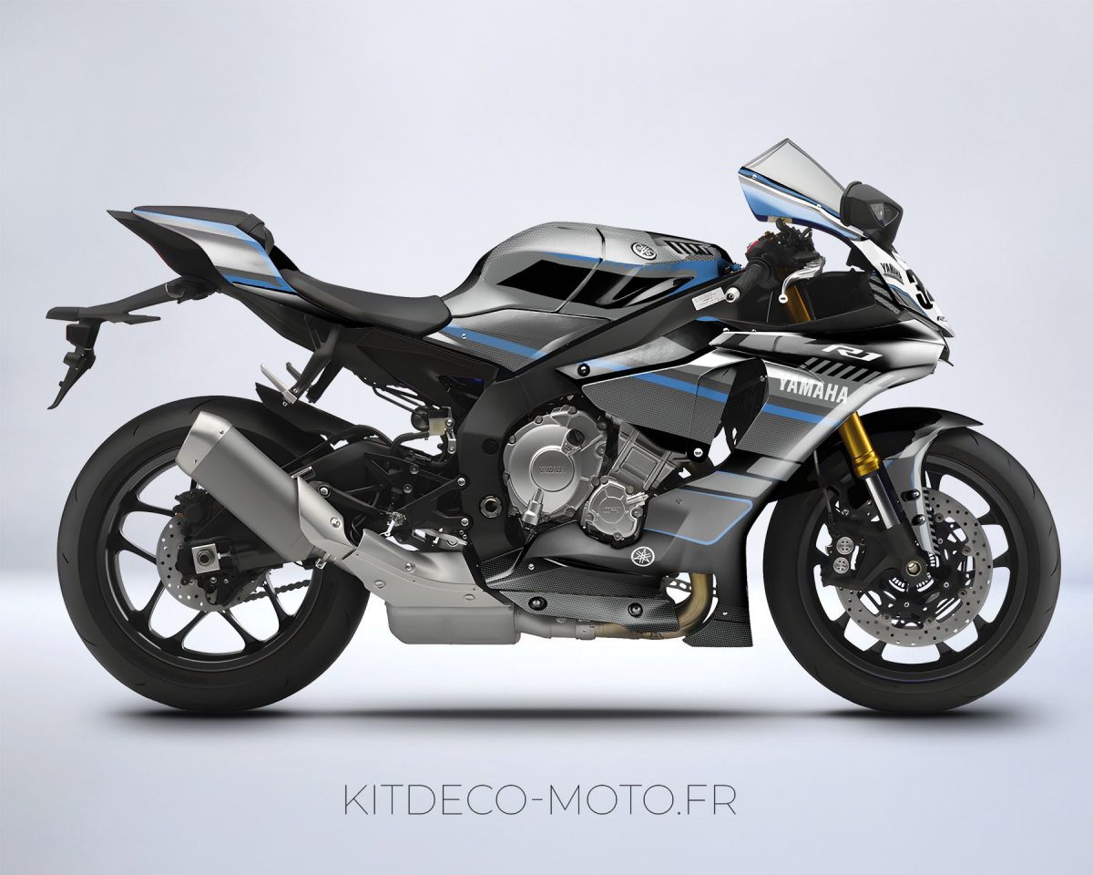 Yamaha R1 deco kit - Line Cyan - Moto Deco Kit Shop