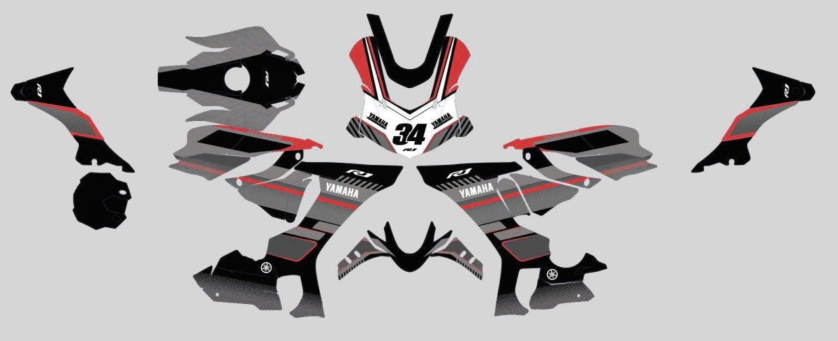 Graphic kit Yamaha R1 - Red Line | Kitdeco-moto.fr