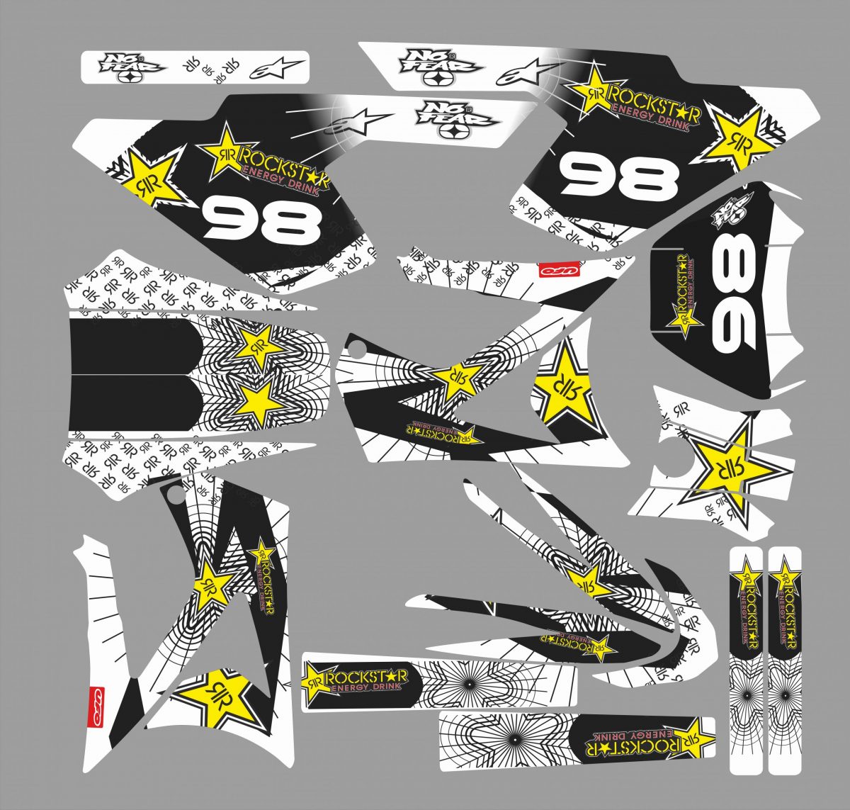 Gilera RCR deco kit before 2011 - Rockstar White - Motorcycle Deco Kit Shop