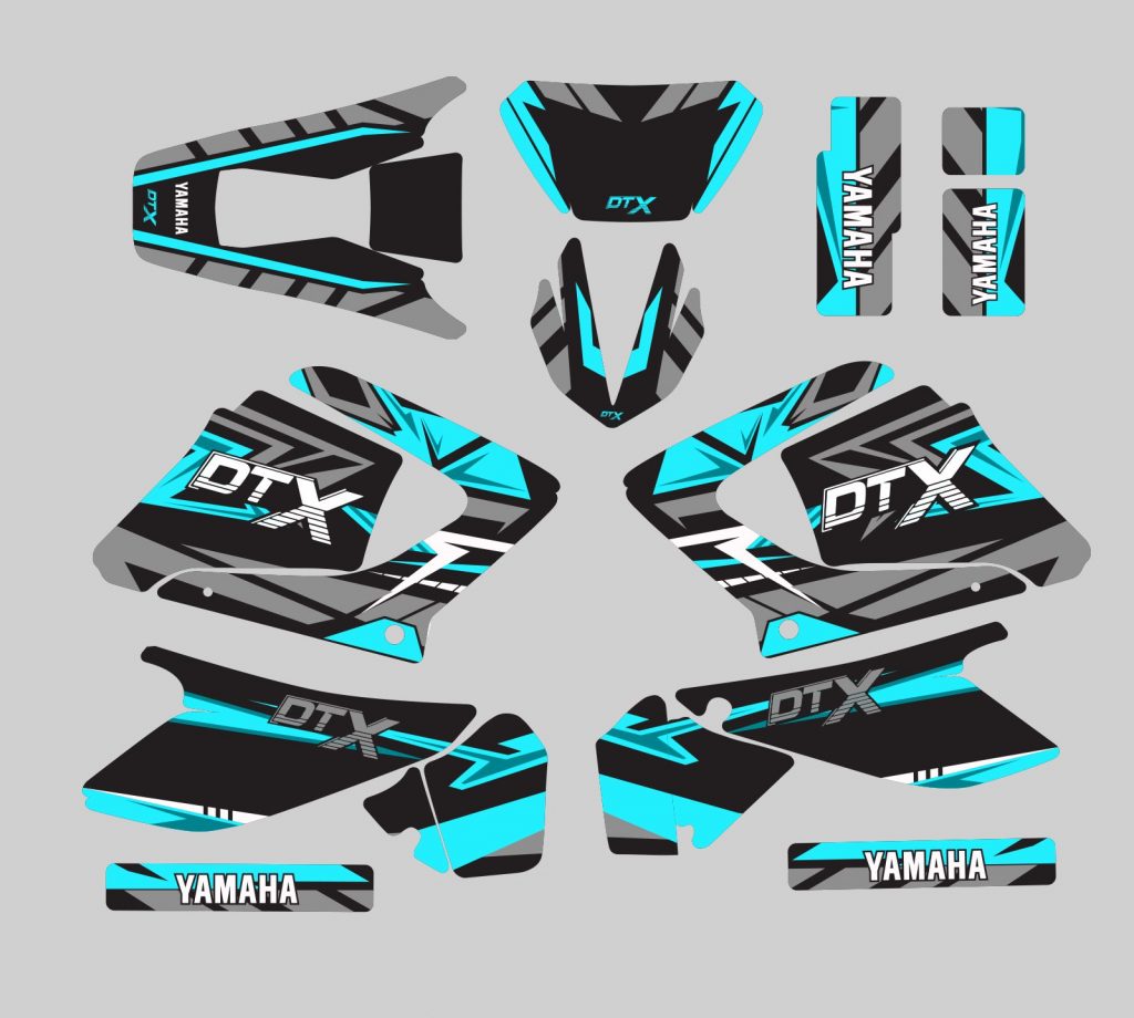 Yamaha DT 125 Graphic Kit - Aircross Cyan - Motorcycle Graphic Kit Shop