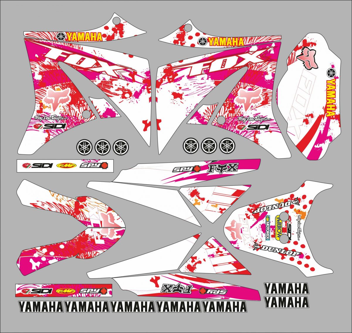 Yamaha XT 125 Graphic Kit – Fox Pink | Kitdeco-moto.fr