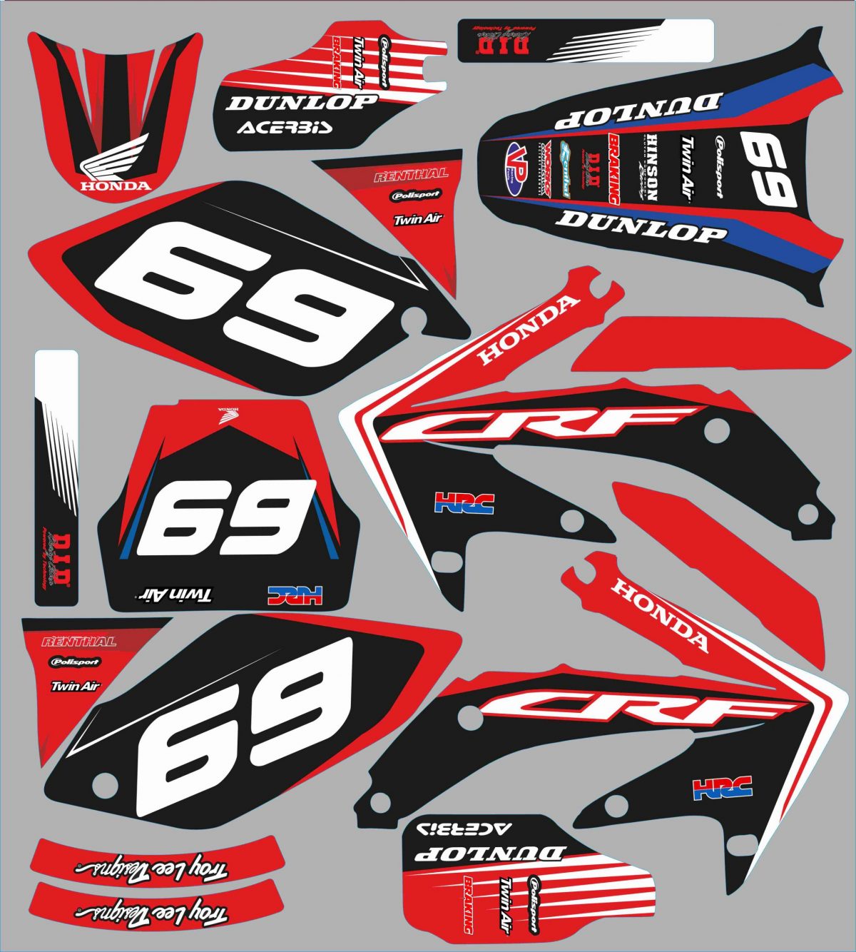 Graphic kit Honda 450 CRF (2005-2008) - Factory | Kitdeco-moto.fr