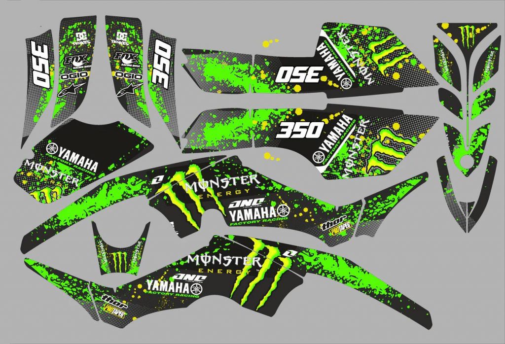 Kit déco Yamaha YFM 350 Raptor - Monster Vert - Boutique Kit Déco Moto