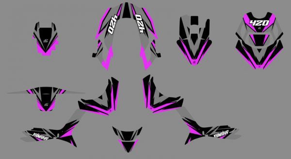 Kit gráfico MBK Booster BCD - Gris Craft / Rosa | Kitdeco-moto.fr