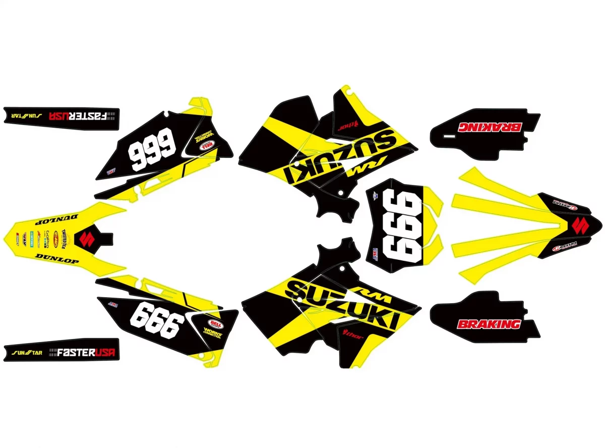 Kit déco Suzuki 125 / 250 RM Polisport Restyle - Factory Jaune ...