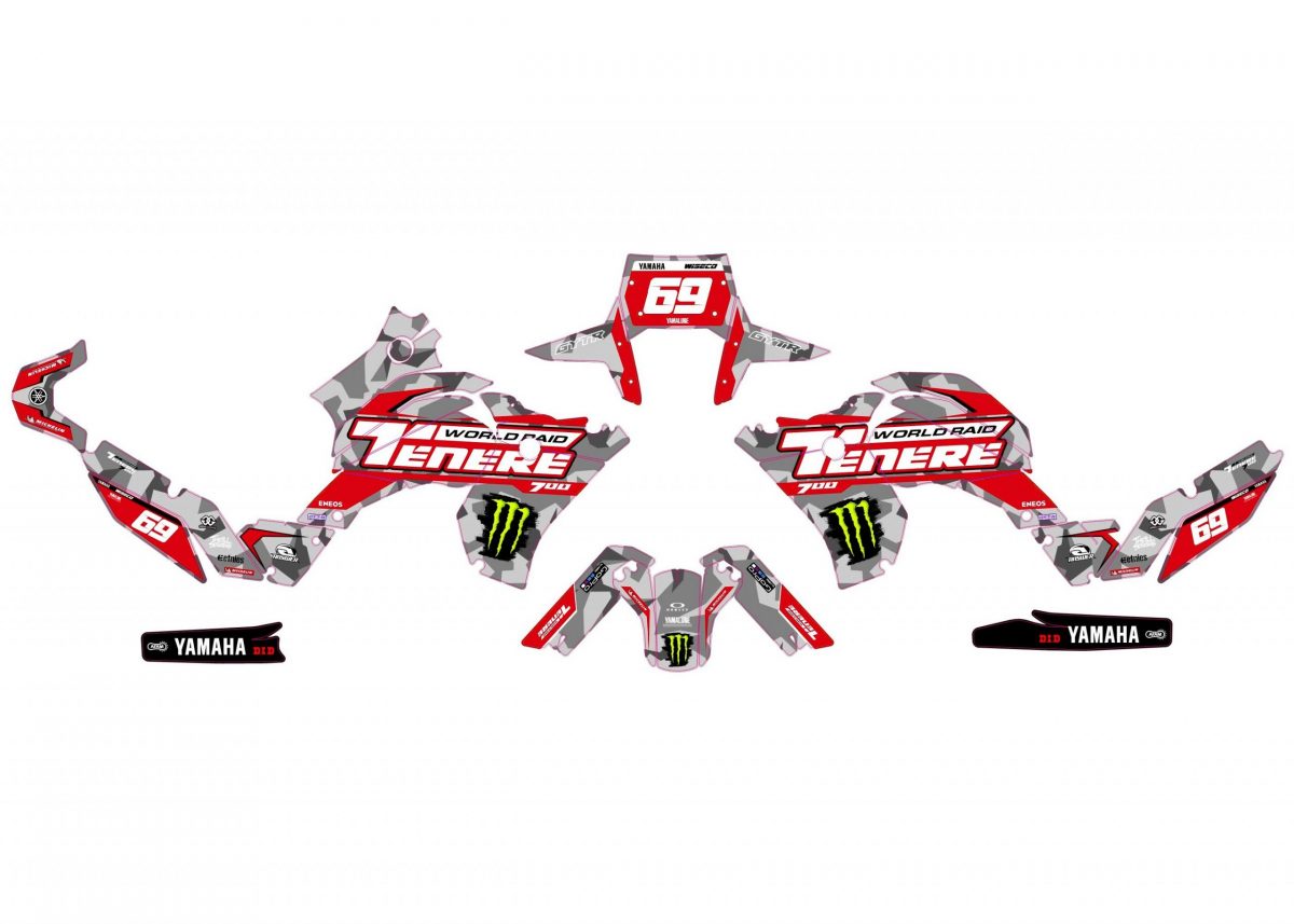 Yamaha 700 Tenere World Raid Graphic Kit - Red Camouflage | Kitdeco-moto.fr