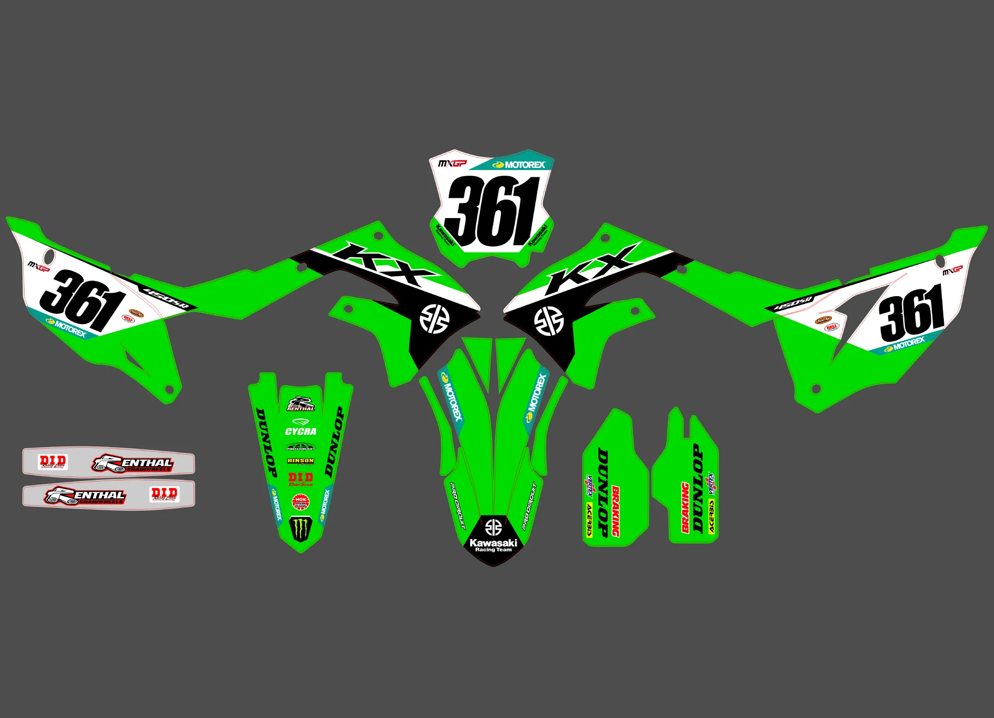 Kawasaki 450 KXF (2019-2023) graphic kit - Splitfire | Kitdeco-moto.fr