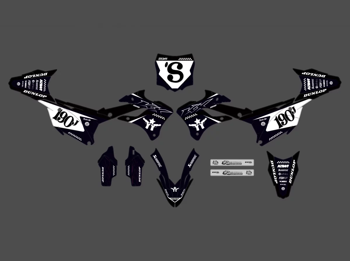 Kawasaki 85 KX (2022-2024) deco kit - Blacky - Motorcycle Deco Kit Shop