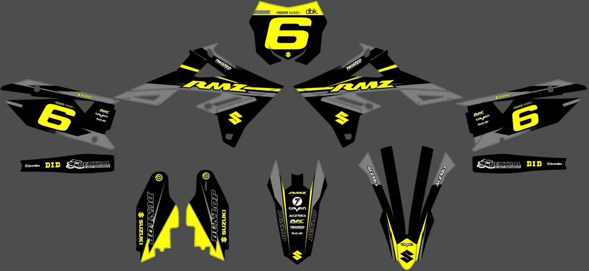 Suzuki 450 RMZ Deco Kit (2018-2024) - Racing Black - Motorcycle Deco ...